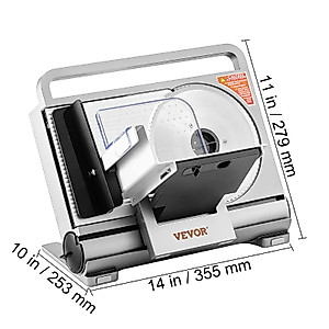 VEVOR Meat Slicer, 45W Electric Deli Slicer with Two 7.5" Stainless Steel Removable Blade, 0-15 mm Adjustable Thickness for Home Use, Child Lock Protection, Food Slicer Machine for Meat Cheese Bread