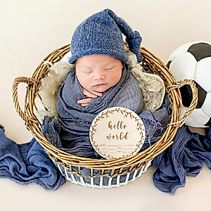 Wooden Baby Announcement Sign, 6 inch Hello World Newborn Sign Newborn Welcome Sign for Photo Prop