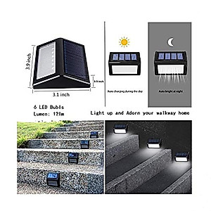 ANDEFINE 8 Pack Solar Step Lights Outdoor, 6 LED Solar Deck Lights Wireless Waterproof Security Lamps Lighting for Stairs Patio Garden Pathway (White Light)