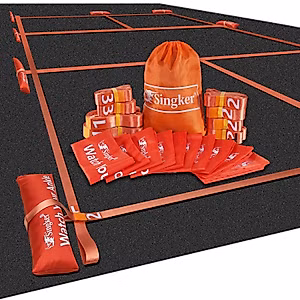 Singker PortablePickleball Court Marking Kit,Innovative, 10 Zippered sandbags Keep thewind from Messing Around,Temporary Pickleball Boundary Lines, 8 Nylon webbings, Net Not Included