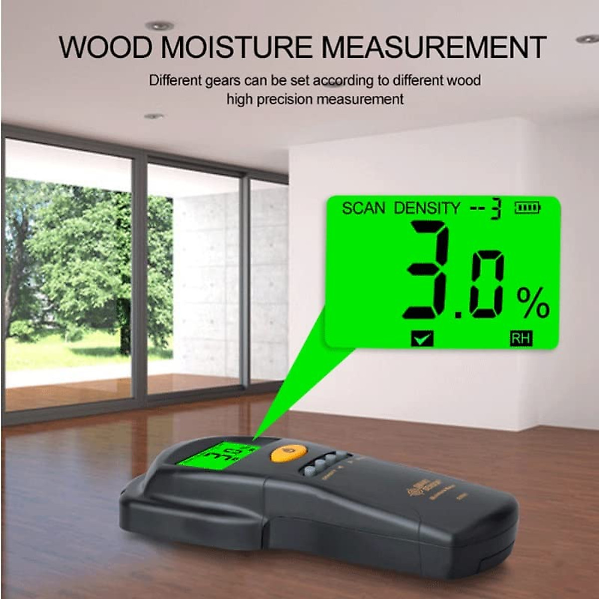 GHGHF Digital Hygrometer Meter for Wood/Cardboard Lumber Humidity Tester Fast & Precise Microwave Measurement LCD Display