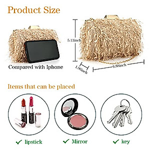 Clutch Purse for Women Cute Handbags Top Handle Evening Bag Crossbody Bag Shoulder Bag for Wedding Party Prom Banquet (Champagne)