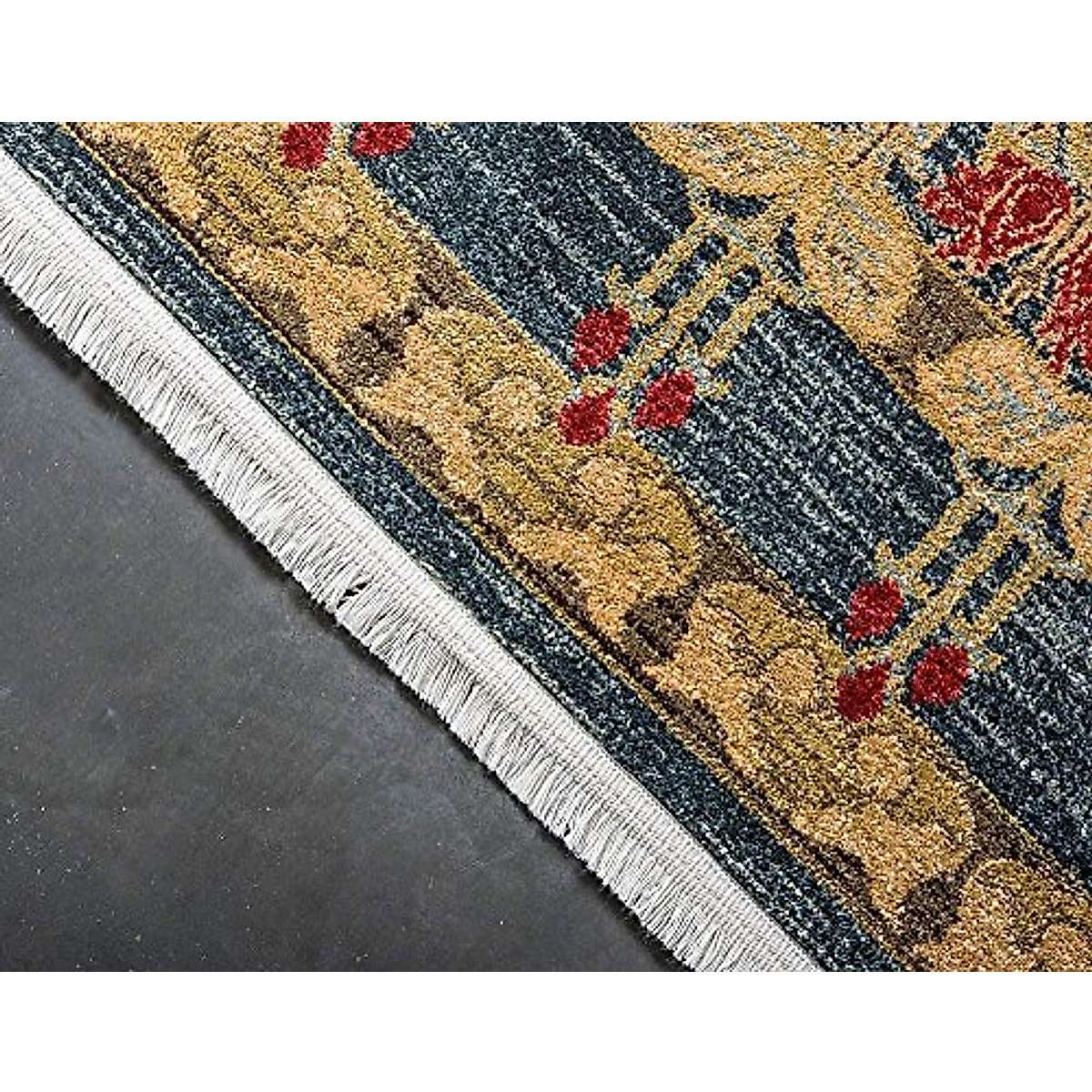 Unique Loom Edinburgh Collection Area Rug - Canmore (5' 1" x 8' Rectangle, Navy Blue/ Tan)