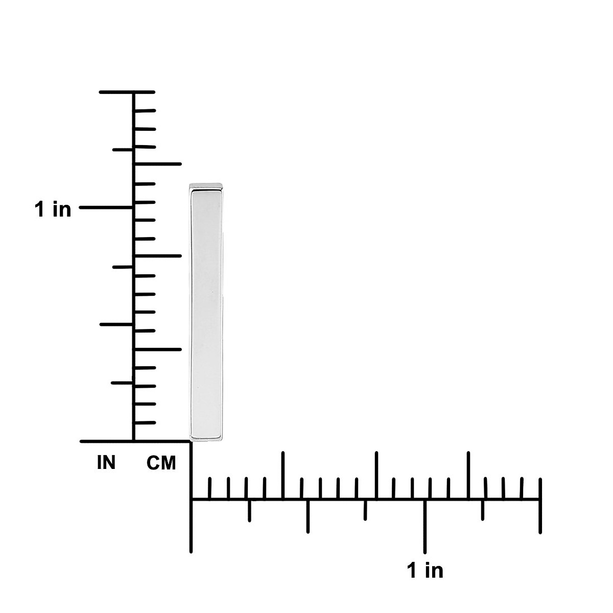 Sterling Silver Plain Vertical Bar Pendant Necklace, 18"