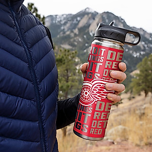 Rico Industries NHL Hockey Detroit Red Wings 22oz Stainless Steel Tumbler with Lid - Great For Coffee, Tea, Water or Cocktails