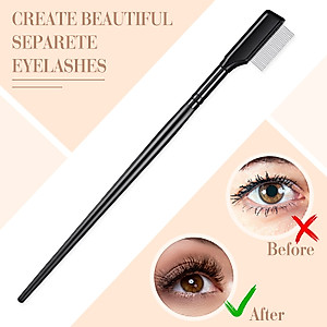 Skyley 4 Pieces Eyebrow Brush Eyelash Separator Brow Comb and Lash Spoolie Professional Eye Makeup Tools Metal Folding Lash Comb Black Double Head Eyelash Brush