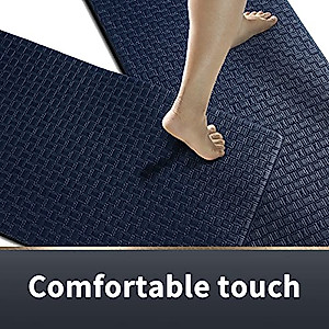 Asvin Premium Kitchen Mat Set, Anti Fatigue PVC Kitchen Floor Mat and Rug, 17"x30"+17"x47", Cushioned, Waterproof, Heavy Duty Kitchen Sink Mat for Home, Farmhouse, Indoor, Blue