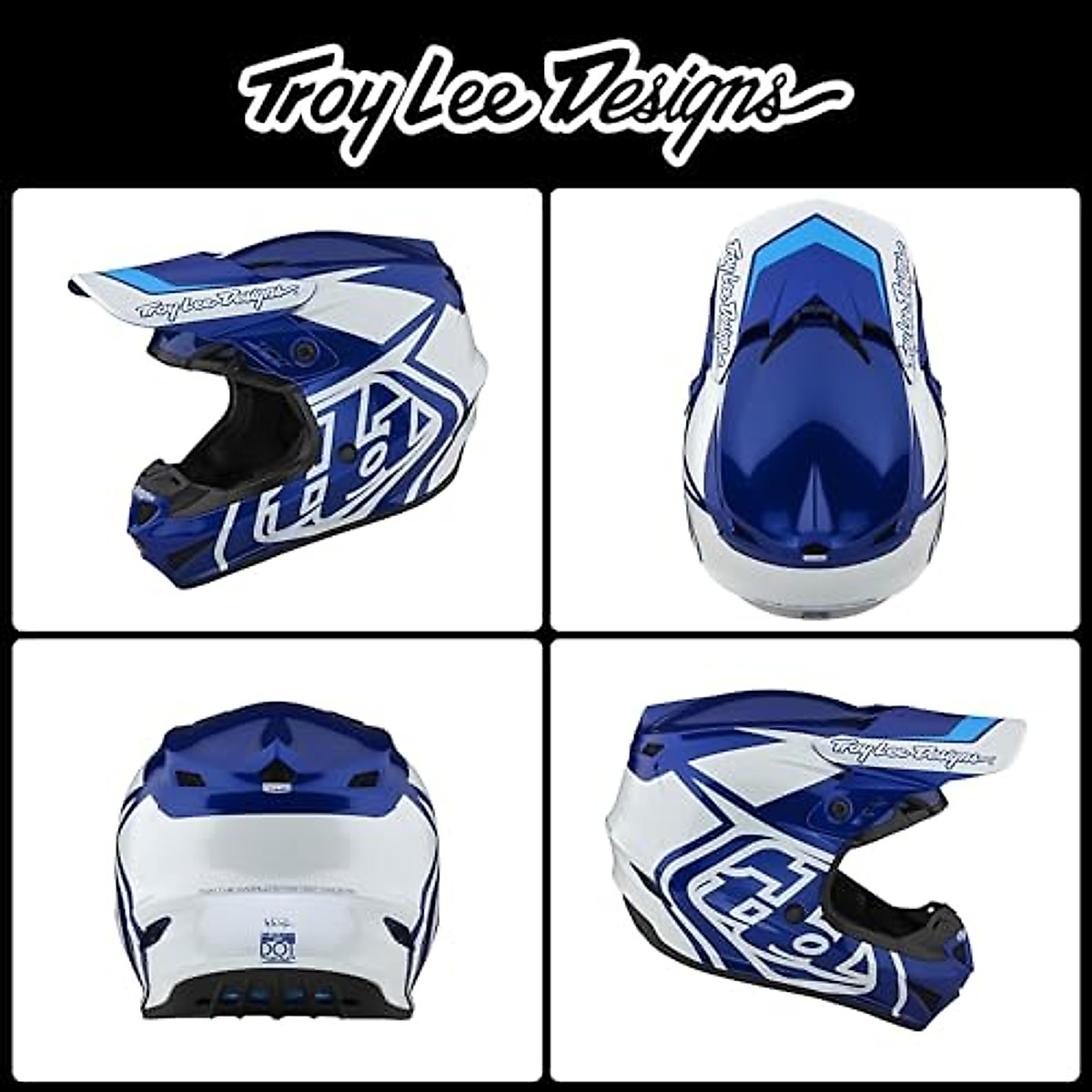 Troy Lee Designs GP Helmet for Motocross MX, Light Weight 16 Vents, Overload Blue/White, 2X, SKU 103252036