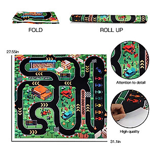 Kids Toy Car & Playmat Set-Car Toy Set for 3 Year Old Boys-17 PCS Metal Racing Car -Vehicle Car Toys for Boys Toddlers