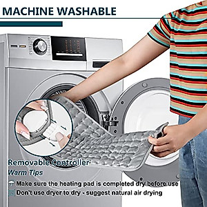 Electric Heat Pad for Back Pain and Cramps Relax - Electric Heat Pad with 6 Heat Settings (Silver Gray, 24''×12‘’)