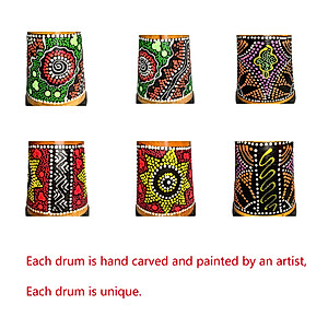 RUOSWTE 8-inch Djembe Drum，Djembe，Percussion Music Bongo, West African Style（ Log painting）