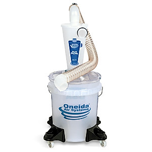 Oneida Air Systems Dust Deputy Deluxe Cyclone Separator Kit with Caster Mounts and Clear Collapse-Proof Bucket for Wet/Dry Shop Vacuums (DD Deluxe 5-Gal)