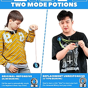Responsive Yoyo for Kids , Aluminum Metal Beginner Yoyos with Narrow C Yoyo Bearing and Extra 5 Yoyo Strings + Yoyo Bag+ Yoyo Glove (Yoyo T7 Black&Blue)