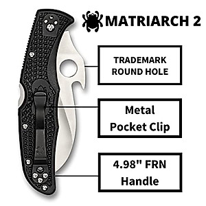 Spyderco Matriarch 2 Lightweight Knife with Emerson Opener and 3.57" VG-10 Steel Reverse S Blade - SpyderEdge - C12SBK2W