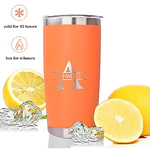 Personalized 20oz Tumblers with Names, JSAJU Stainless Steel Tumbler with Straw and Lid, Customized Insulated Coffee Mug, Double Wall Vacuum Skinny Travel Cup, Gifts for Men Women for Birthday