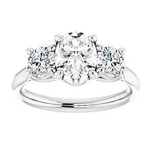 Moissanite Ring 10K Solid White Gold Handmade Engagement Ring 1.50 CT Oval Cut Moissanite Diamond Three Stone Wedding/Bridal Rings for Women/Her Propose Ring By Rivaan Jewel (4.5)