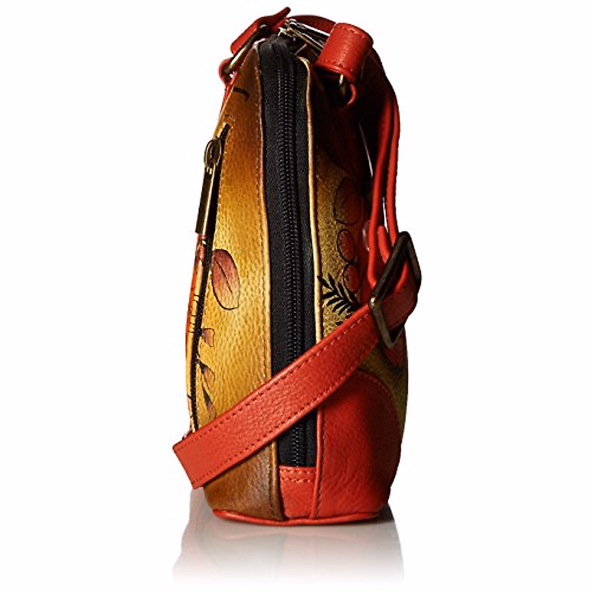 Anna by Anuschka Women's Hand Painted Leather Small Multi Compartment Zip-Around Organizer, Fall Bouquet