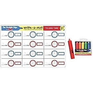 Melissa & Doug Telling Time Learning Place Mat with Wipe-Off Crayons