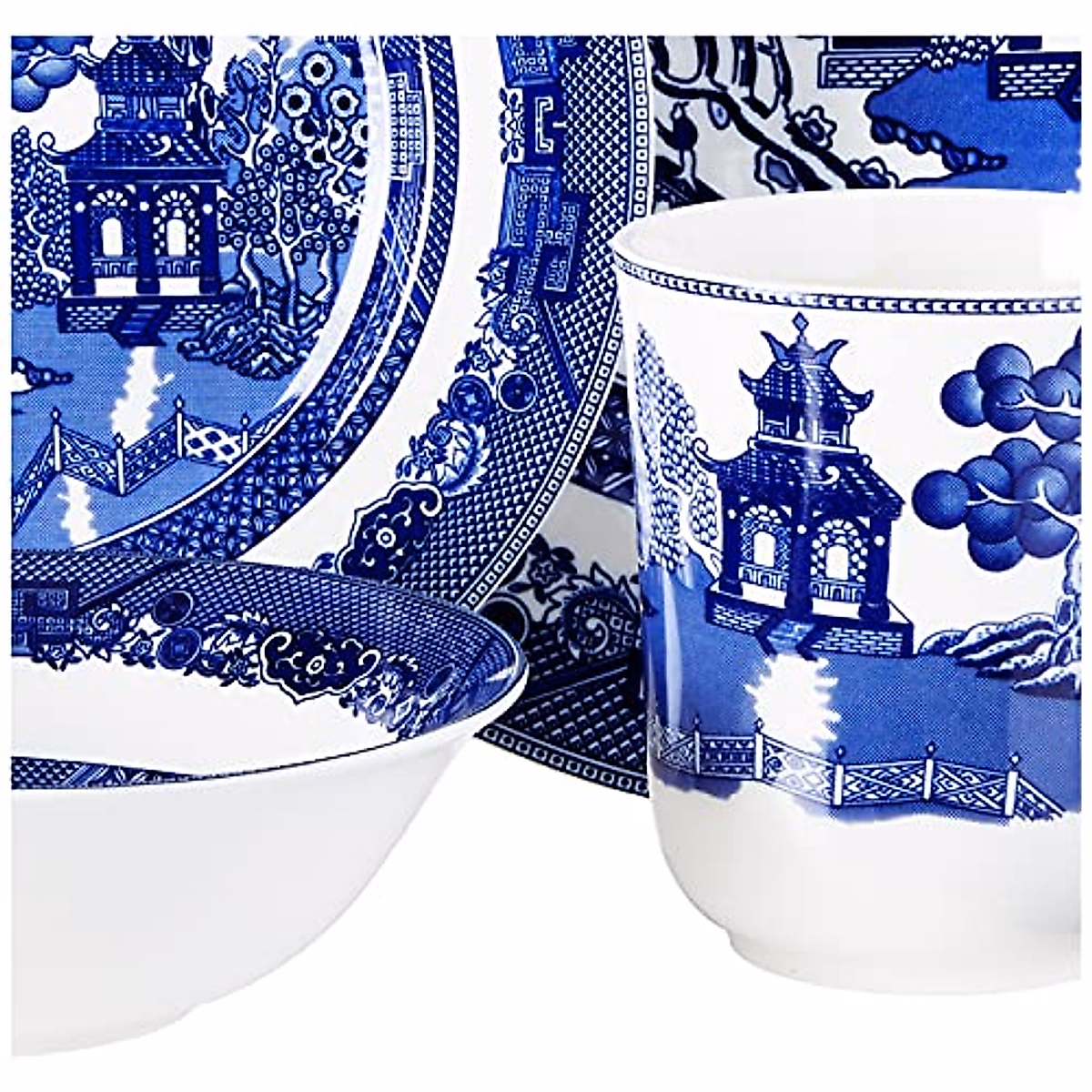 Johnson Brothers Willow Blue 4 Piece Place Setting, Blue and White