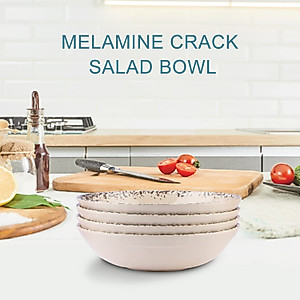 lok-osemile Gourmet Art Crackle8.1 Melamine Salad/Pasta/Soup Bowl - Ivory 32oz - Set of 4