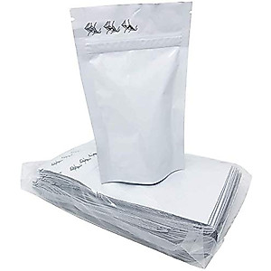 100 Pack 1 oz White Child Resistant 6"x10"x2.5" Stand Up Pouch Smell Proof Bags