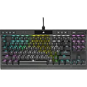 Corsair K70 RGB TKL CHAMPION SERIES Tenkeyless Mechanical Gaming Keyboard (CHERRY MX Silent Keyswitches: Linear and Quiet , PBT Double-Shot Keycaps, Per-Key RGB LED Backlighting) QWERTY NA, Black