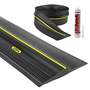 Universal Garage Door Bottom Threshold Seal Rubber Strip with Adhesives, DIY Weatherproof Weather Stripping Replacement (10FT, Black)