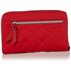 Vera Bradley Women's Performance Twill Turnlock Wallet With RFID Protection, Cardinal Red, One Size