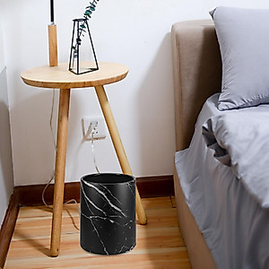 VOSAREA Marble Trash Can 12L Round Garbage Bin Double Layer Waste Basket Container for Bathrooms Kitchens Home Office Hotel B
