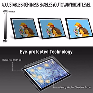 LED A4 Light Tracing Box, Artcraft Light Pad, Portable Light Table Tracer for Diamond Art, Artists Drawing, Sketching, Animation, Stencilling