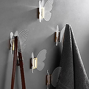 FEimaX Towel Hooks Bath Coat Robe Clothes Hook Bathroom Shower Hanger Wall Hook Holder for Kitchen Garage Hotel Closet Door Wall, Creative Butterfly Mounted Coat Hook