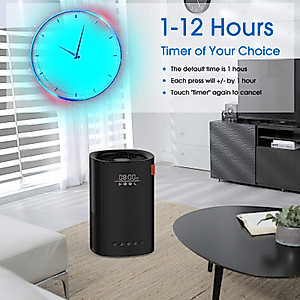 VRZTLAI Purifier for Home, H13 True HEPA Purifier for 99.97% Smoke Pet Hair & More, Sleep Mode, Timer, Big Purifiers for Large Room Bedroom Office, Available for California -Black