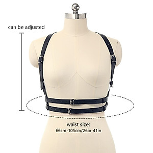 Bodiy Punk Waist Harness Belt Fashion Body Chain Black Goth Rave Adjustable Body Jewelry for Women