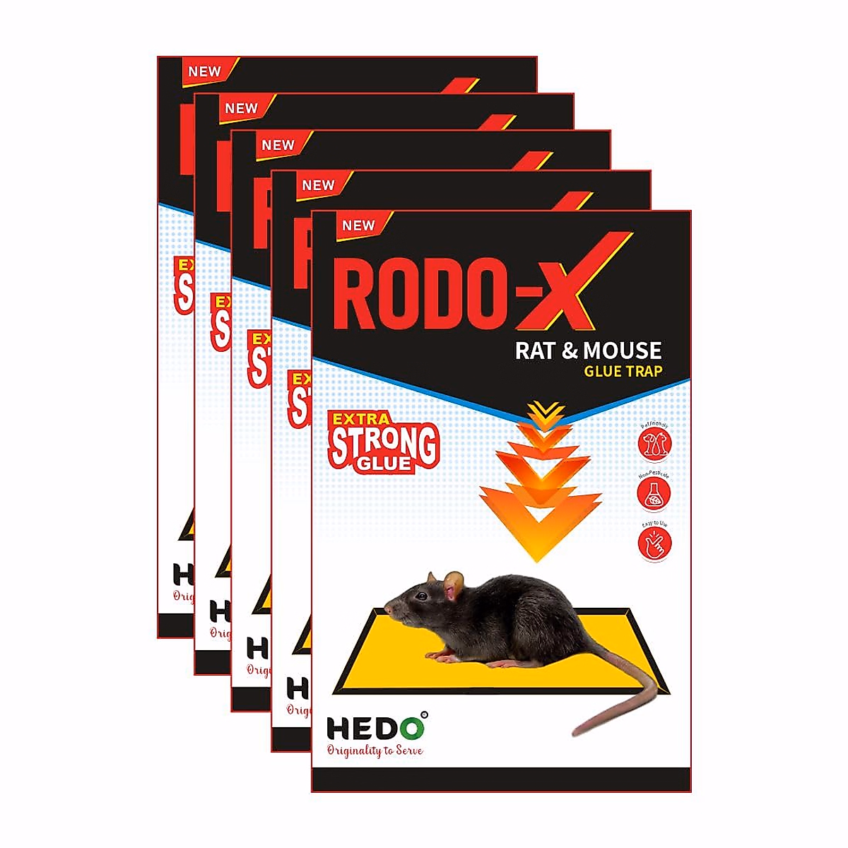 Rat/Mouse Glue Trap Big,Non-Toxic,Non-Drying Glue Pad Pack of 5