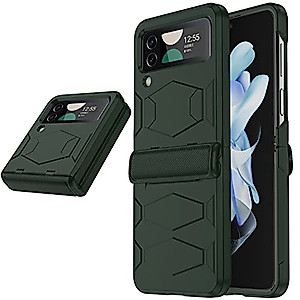for Z Flip 4 Case, Galaxy Z Flip 4 Case(2022), Wireless Charging Support Armor Cover Bumper for Samsung Flip 4 Case with Hinge Protection, Shockproof for Samsung Galaxy Z Flip 4 Case(Green)