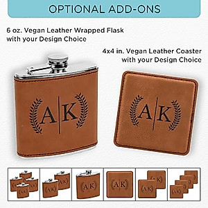 On The Rox Drinks Personalized Whiskey Gifts for Men - 11 oz Engraved Split Monogrammed Whiskey Glass Set of 4 - Customized Cocktail Glass - Bourbon, Scotch, Rocks, Brandy