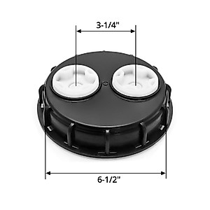 QWORK IBC Tote Lid Cover, 6.5" IBC Tank Water Liquid Tank Cap with Double Vent Hole for Chemical, Food, Industries Storage
