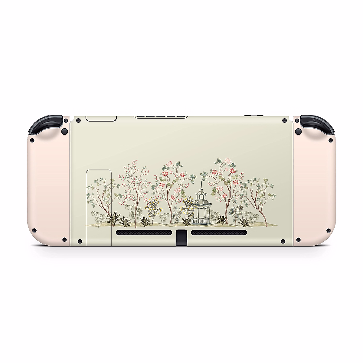 Tacky Design Japanese Cherry Blossom Skin Compatible with Nintendo Switch Skin Wrap Cover, Beige Color Skin for Nintendo Switch Stickers, Premium Vinyl 3M Full Wrap Decal