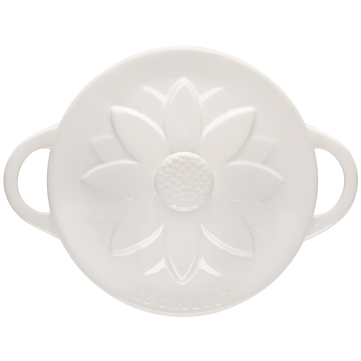 Le Creuset Stoneware Mini Round Cocotte with Flower Lid, 8oz., White