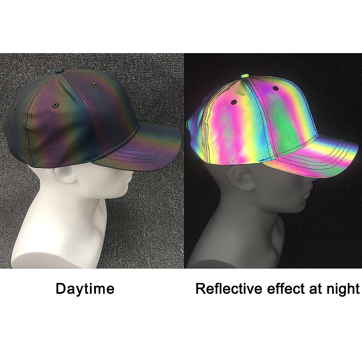 LZLRUN Rainbow Reflective Caps Men Fluorescent Hat Glow in The Dark