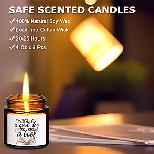 6 Pieces Book Lover Scented Candle 4oz Readers Candle Library Lovers' Day Gifts Soy Wax Jar Candle for Readers Book Lovers Librarian Gifts