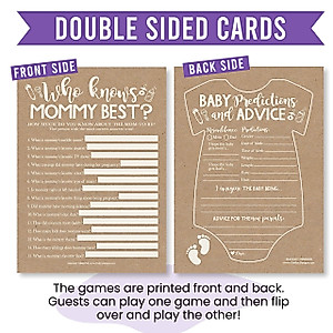 75 Rustic Who Knows Mommy Best, Baby Prediction and Advice Cards etc, 25 True Or False, Word Scramble For Baby Shower Ideas - 8 Double Sided Cards Baby Shower Games Funny, Baby Shower Party Supplies