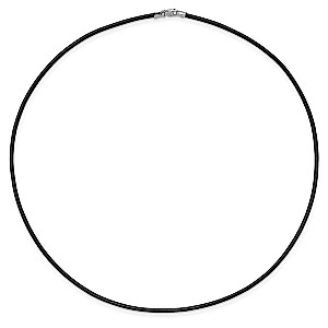 14k White Gold 2mm 16 Inch Black Leather Cord Chain Necklace Pendant Charm Fine Jewelry For Women Gifts For Her