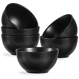 ONEMORE Cereal Bowls Set of 6, 28 oz Large Soup Bowls for Kitchen 6 inch Ceramic Salad Bowls Microwave Dishwasher Safe Deep Serving Bowl Set for Salad Dessert Rice, Black