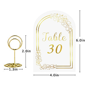 JOYIT 20 Sets Wedding Table Number 1-20 with 20 Pcs Table Number Holders, White Gold Table Number Cards with Place Card Holders, 4" x 6" Table Numbers for Wedding Reception and Birthday
