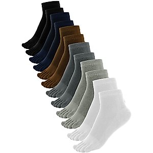 Bencailor 6 Pairs Women Five Toe Socks Cotton Breathable Compression Solid Color Tube Sock for Women Men Athletic Running(5-9,Black, White, Dark Gray, Light Gray, Coffee, Navy)