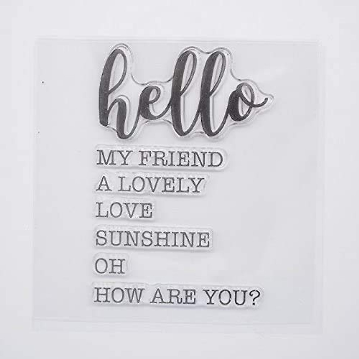 Welcome to Joyful 4pcs/Set Hello Happy Hugs Friend Sentiment Background Clear Stamp for Card Making Decoration and Scrapbooking 11x16cm