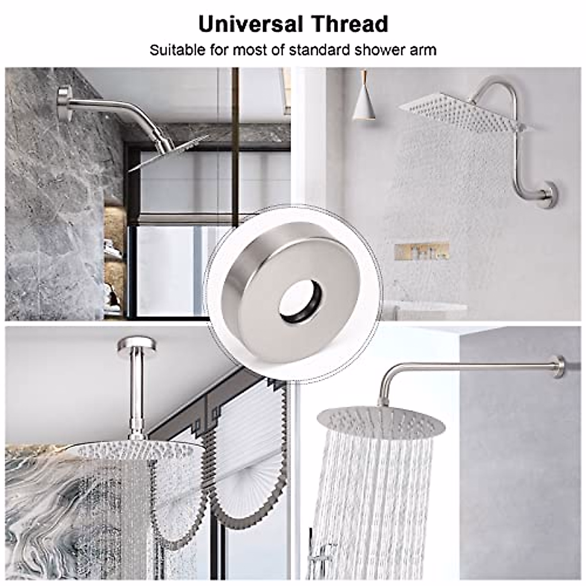 NearMoon Shower Arm Flange, Stainless Steel Replacement Escutcheon Cover Plate for Universal Standard ShowerHead Arm (2.4 Inch, Brushed Nickel)