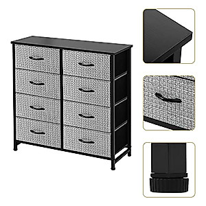 AZL1 Life Concept Storage Dresser Furniture Unit-Tall Standing Organizer for Bedroom, Office, Living Room, and Closet-8 Slim Drawer Removable Fabric Bins, Black and White