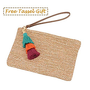 AGNETA Straw Clutch for Women Straw Purse Hand Wrist Type Summer Beach bag Handbags Wallet